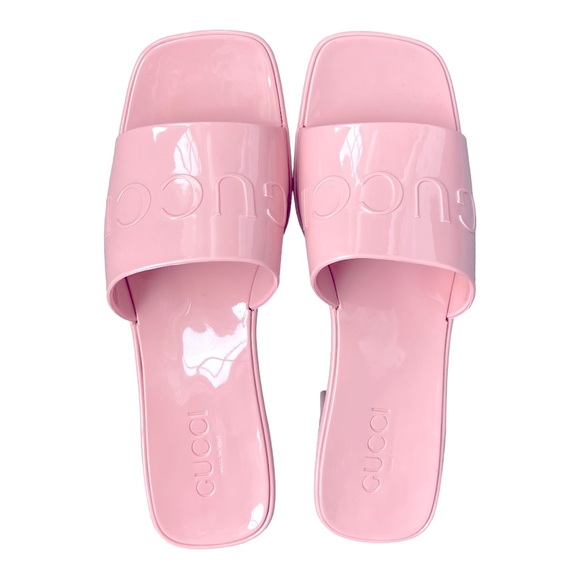 Gucci | Shoes | Gucci Pink Rubber Sole Slide Sandals Size 9 Fits More ...